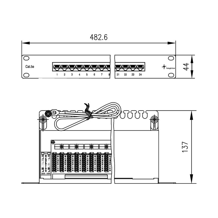 24 Port Cat 5E MPP Patch Panel Black Unscreened - Webb Industries